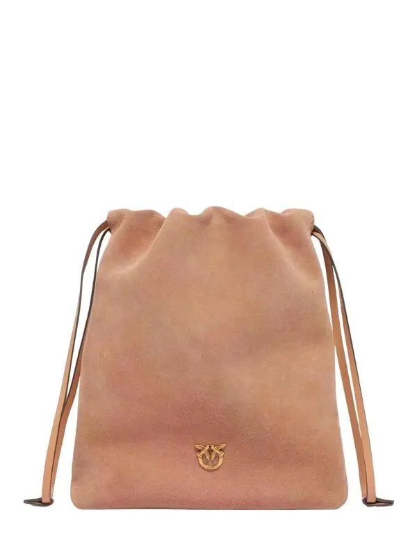 Pinko Suede Drawstring Bag - Neutrals