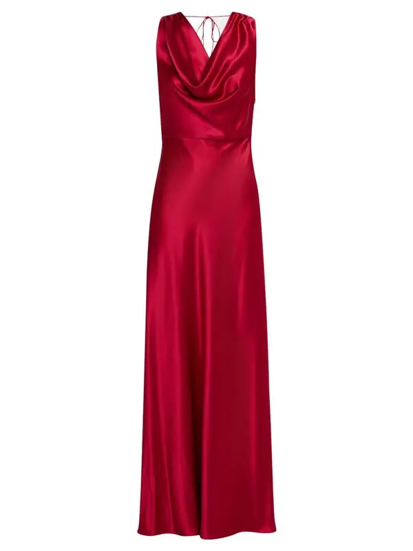 MILLY Elsa Satin Cowl Gown - Lipstick R