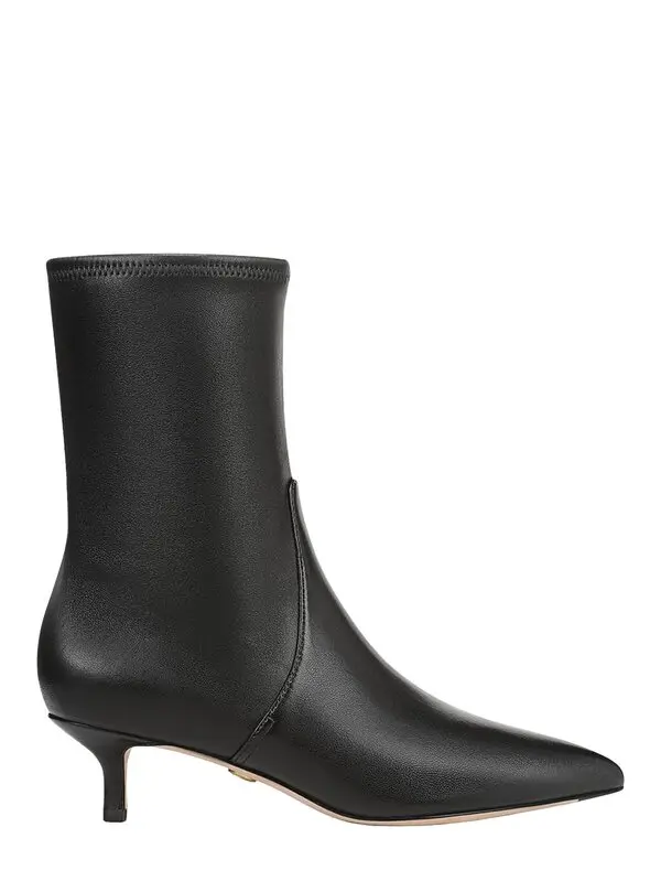 Veronica Beard Lisa Stretch Leather Booties - Black