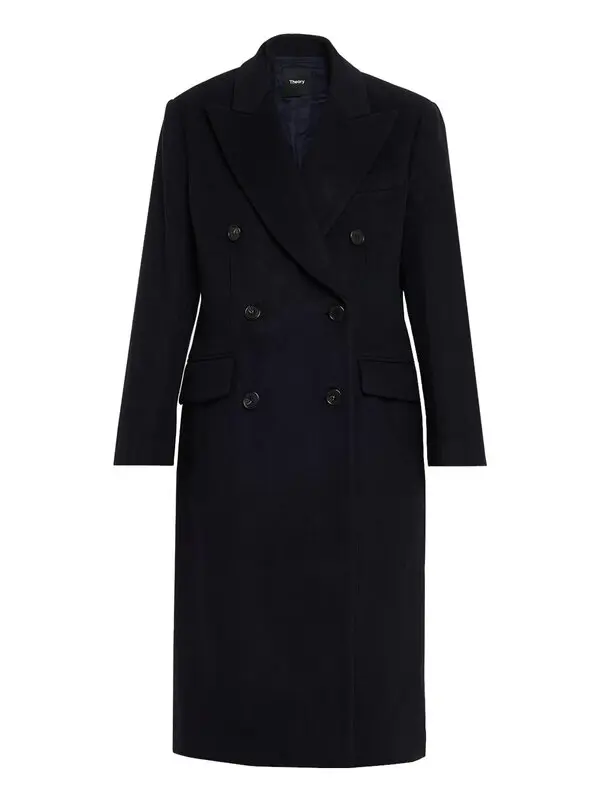 Theory Wool-blend Double-breasted Coat - Baltic - X