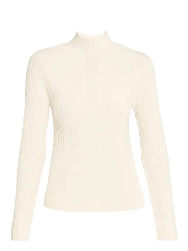 Theory Cashmere Ribbed Mock-neck Sweater - Ivory - C0