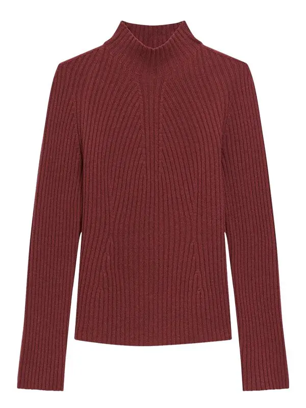 Theory Cashmere Ribbed Mock-neck Sweater - Oxbloodred
