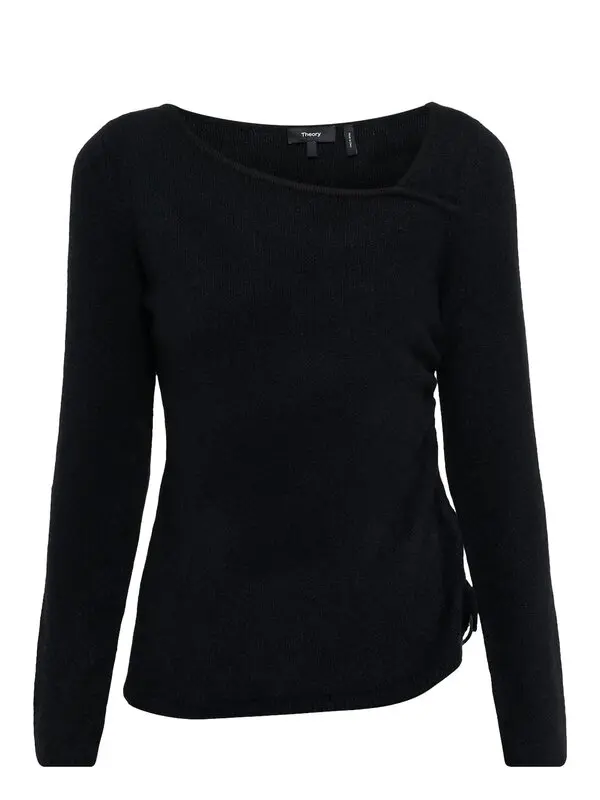 Theory Cashmere-blend Asymmetric Sweater - Black - 00