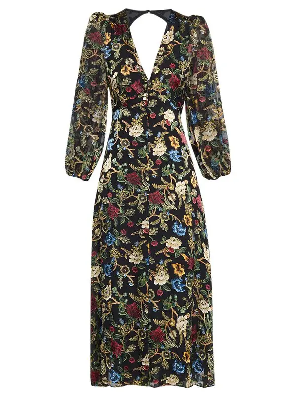 Alice + Olivia Mona Floral Tapestry Midi Dress - Tapestry T