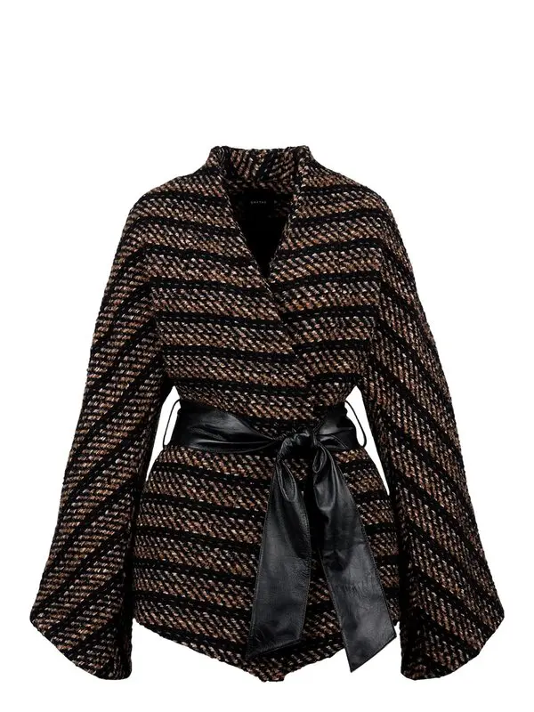 Smythe Belted Wrap Jacket - Black Tan