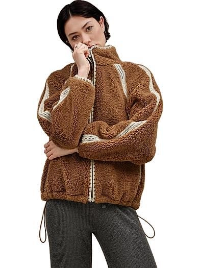Pink Ugg® Nikia Crochet Uggfluff Jacket - Brown