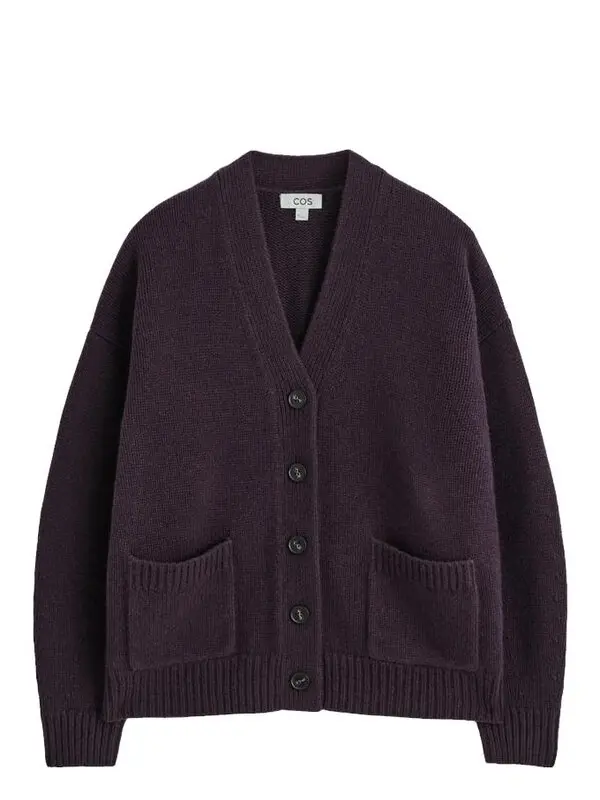 Cos Oversized Merino Wool Cardigan - Purple