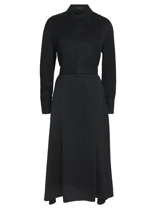 JOSEPH Crepe Orlan Midi Shirt Dress - Black