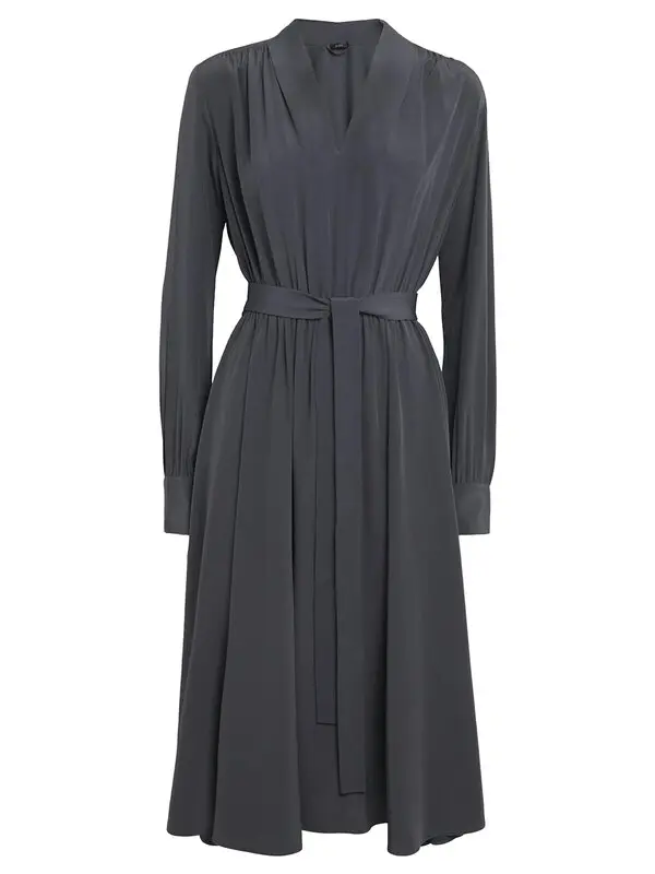 JOSEPH Silk Severin Midi Dress - Grey