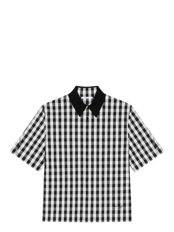Givenchy Couture Seam Gingham Shirt In Cotton - Black/white