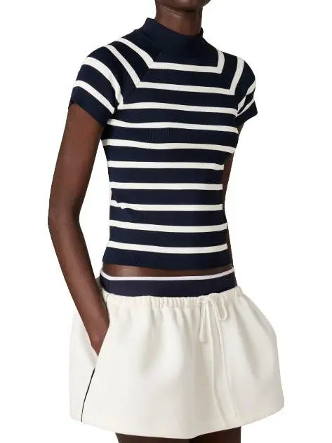 Miu Miu Striped Viscose Top - Bleu+naturale