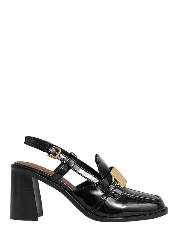 REISS Laura Slingback Heeled Loafers - Black