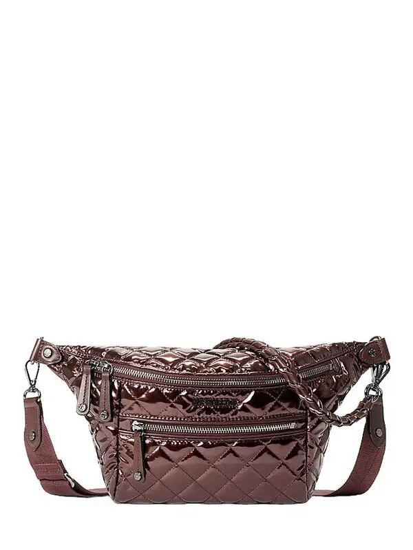 Mz Wallace Small Crosby Quilted Sling Bag - Bordeaux Lacquer/light Gold