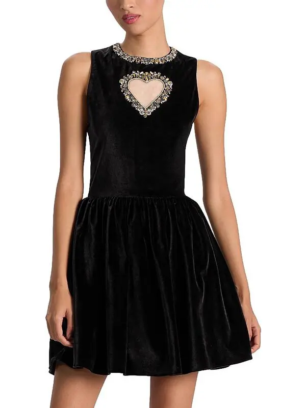 Alice + Olivia Ella Embellished Sleeveless Dress - Black