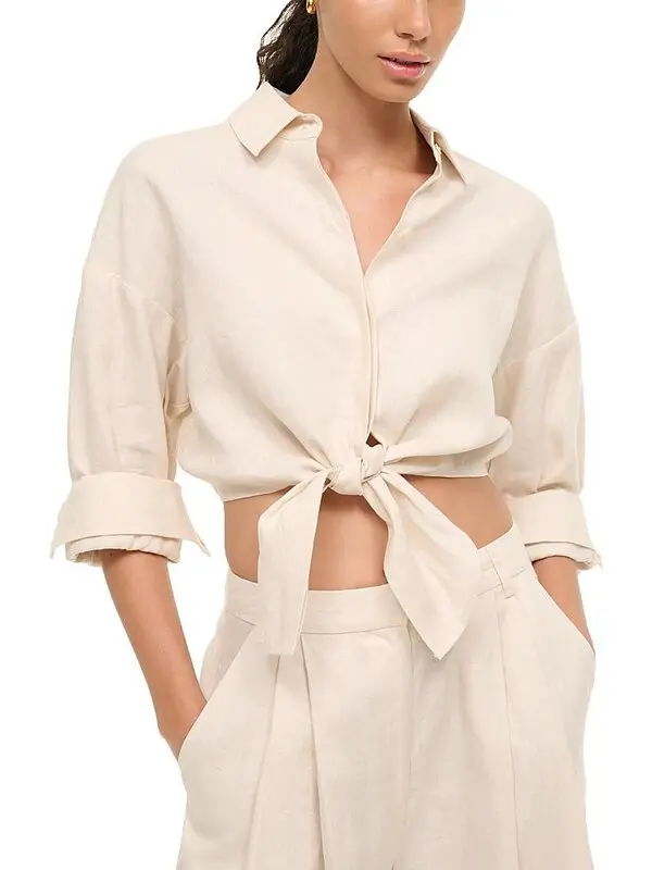 Staud Lisa Tie Front Top - Natural