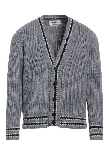 MSGM Cardigan In Virgin Wool And Acrylic - Grey