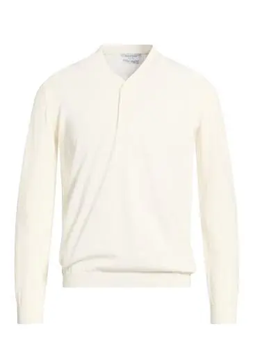 WOOL & CO Ivory Cotton V-neck Sweater - White