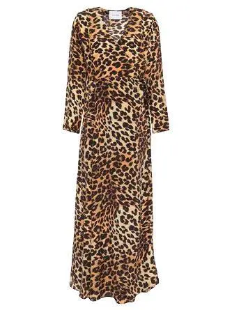 We Are Leone Leopard-print Maxi Wrap Dress - Beige