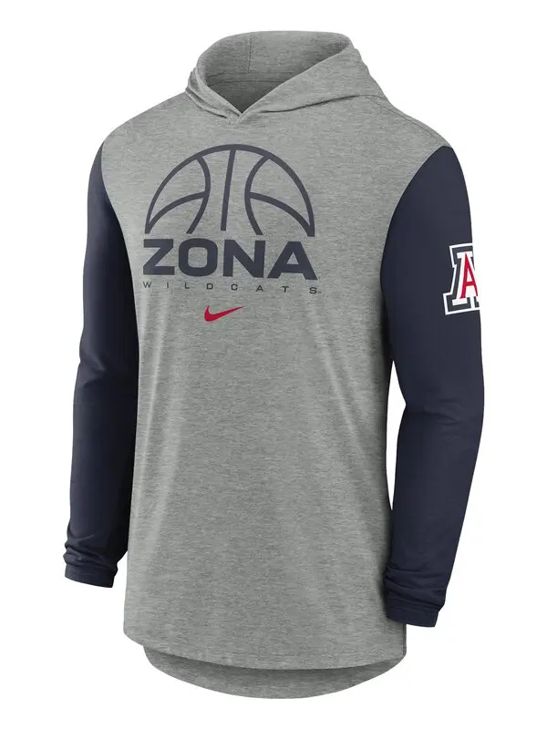 Nike Arizona Basketball Dri-fit College Long-sleeve Hooded T-shirt - Grey