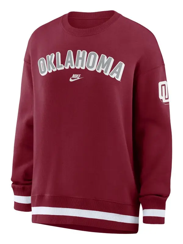 Nike Oklahoma Legacy Phoenix College Oversized Pullover Crew - Red