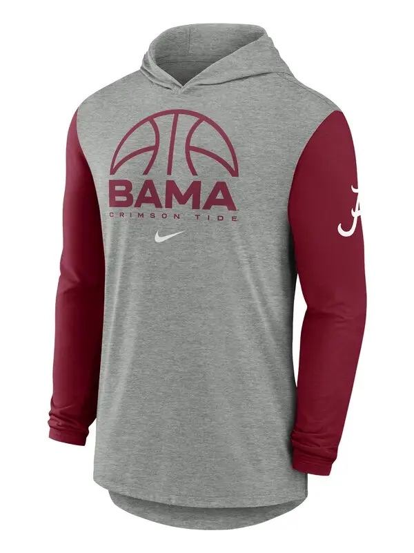 Nike Alabama Basketball Dri-fit College Long-sleeve Hooded T-shirt - Grey