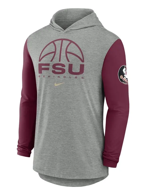 Nike Florida State Basketball Dri-fit College Long-sleeve Hooded T-shirt - Grey