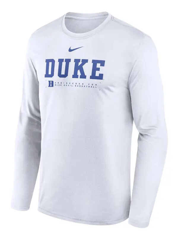 Nike Duke Courtside Basketball Shootaround Legend Dri-fit College Long-sleeve T-shirt - White