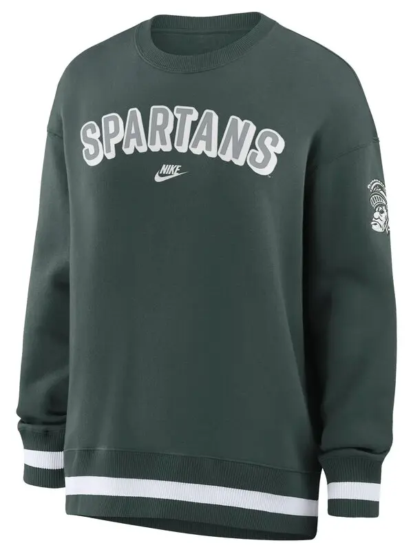 Nike Michigan State Legacy Phoenix Oversized Pullover Crew - Green