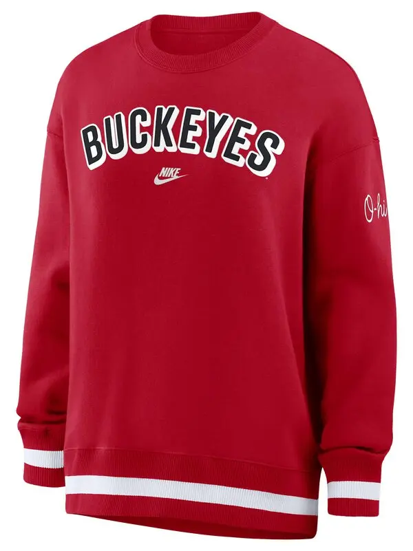 Nike Ohio State Legacy Phoenix Oversized Pullover Crewneck - Red