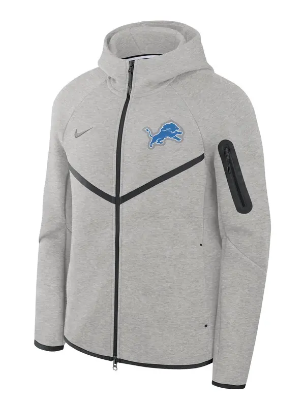 Nike Detroit Lions Nfl Tech Fleece Windrunner Full-zip Hooded Jacket - Grey