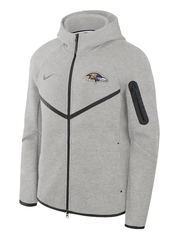 Nike Baltimore Ravens Tech Fleece Windrunner Nfl Full-zip Hooded Jacket - Grey