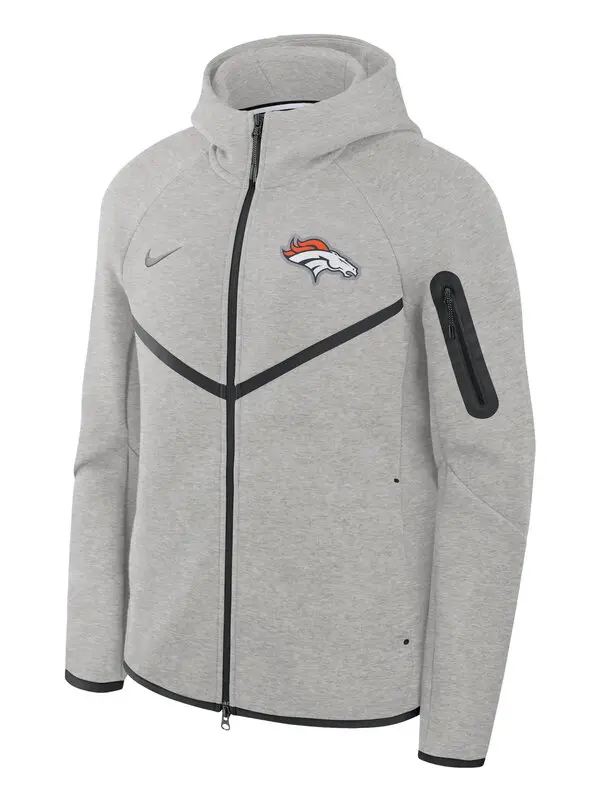 Nike Denver Broncos Tech Fleece Windrunner Nfl Full-zip Hooded Jacket - Grey