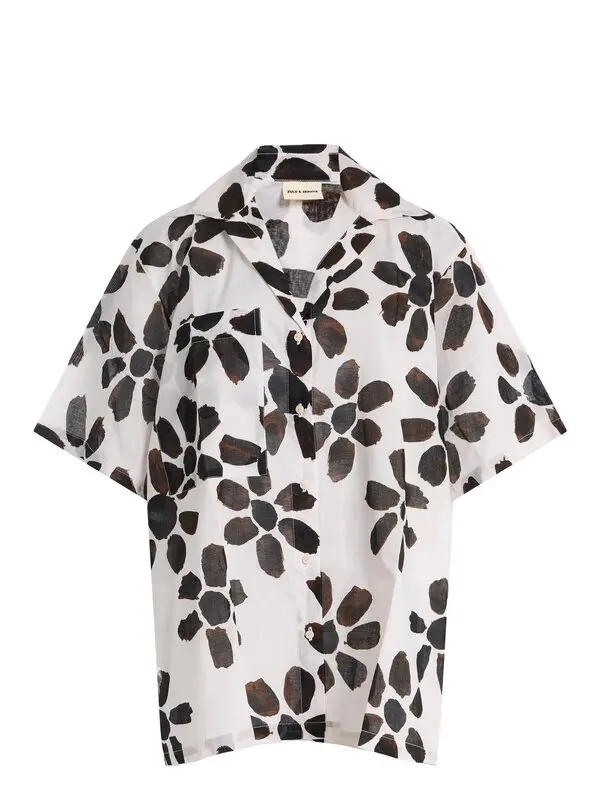 ZULU & ZEPHYR Floral Cotton Camp-collar Shirt - Brown