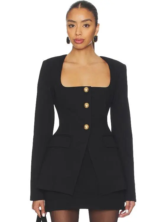 Good American Soft Stretch Ponte Sculpted Blazer - Black001