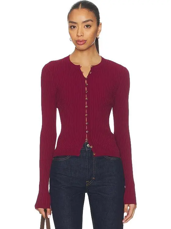 LOVERS AND FRIENDS Gema Rib Cardigan - Dark Cherry