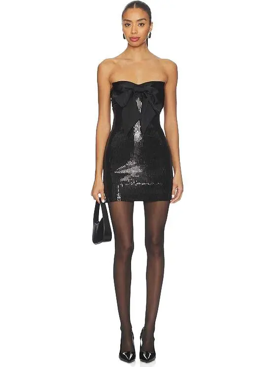 MORE TO COME Samira Bow Mini Dress - Black