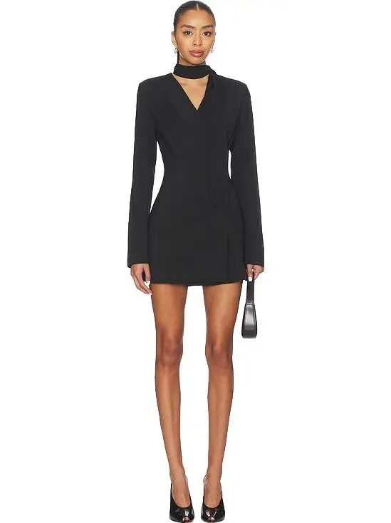 ALL THE WAYS Marissa Neck Tie Blazer Dress - Black
