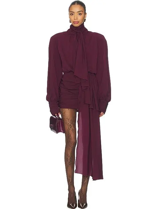 ROWEN ROSE X Abito Long Sleeve Dress - Bordeaux