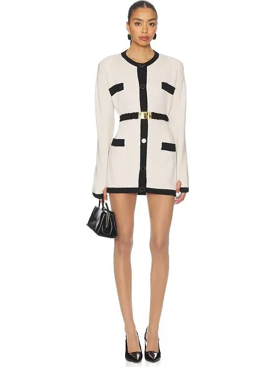 ROWEN ROSE Long Sleeve Mini Dress - Black & White