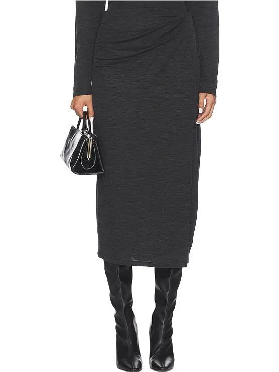 Vince Waist Draped Midi Skirt - Dark Heather Grey