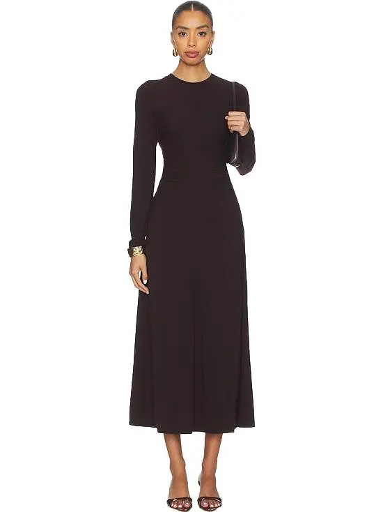 Vince Curved Seam Rouched Dress - Dark Fig