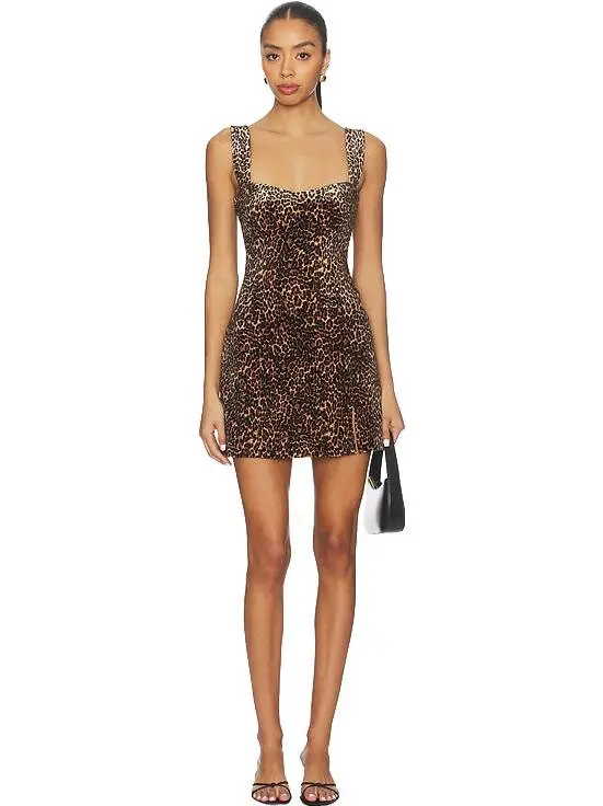 Good American Velvet Mini Dress - Mini Lucky Leopard