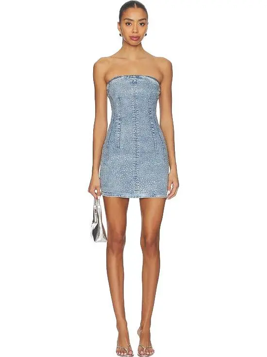 Good American Crystal Strapless Mini Dress - Indigo1097