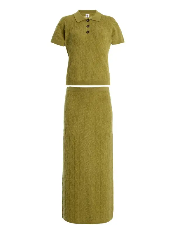 THE GARMENT Como Cable-knit Wool-cashmere Polo Set - Green