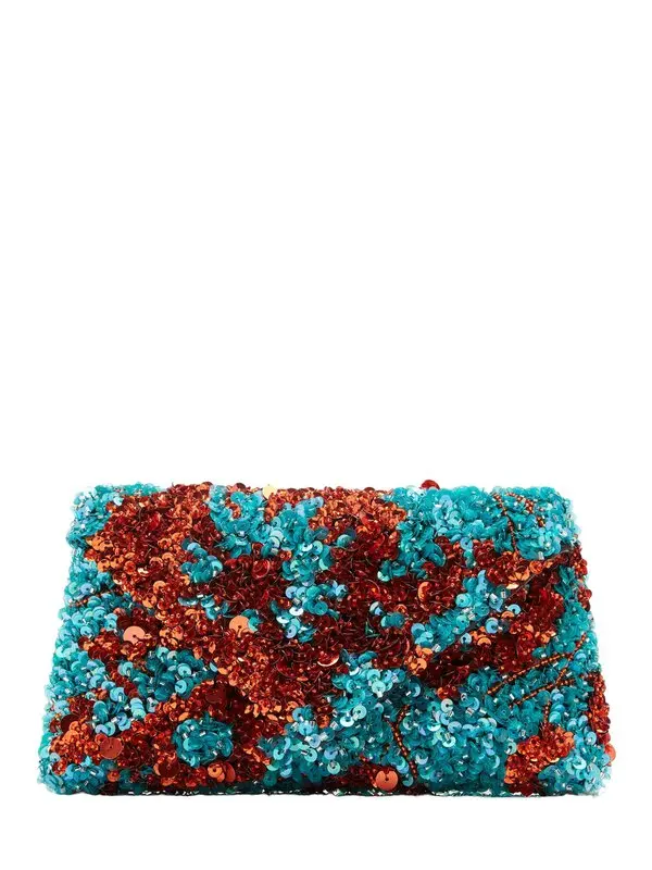 Dries Van Noten Embellished Satin Envelope Clutch - Multi