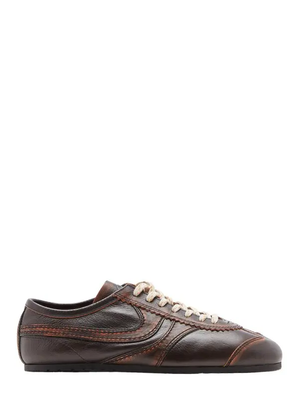 Dries Van Noten Panelled Leather Sneakers - Brown