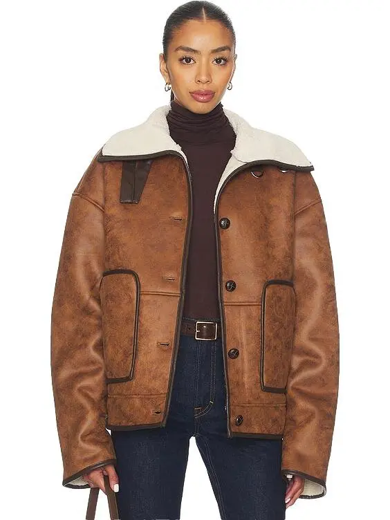 Tularosa Catie Faux Fur Coat - Golden Brown