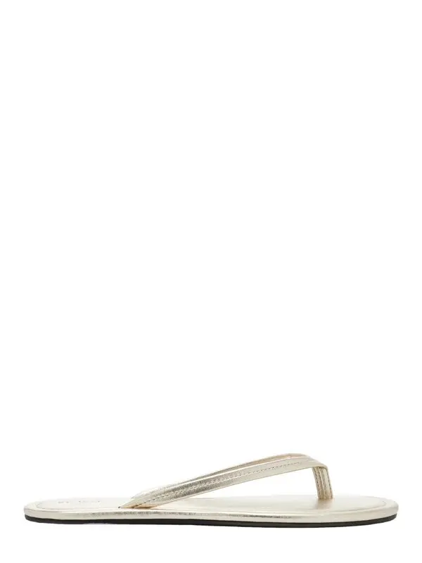 ST. AGNI Metallic Leather Thong Sandals - Gold
