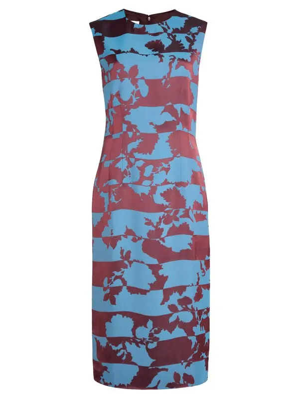Dries Van Noten Delavina Floral-jacquard Knee-length Dress - Blue