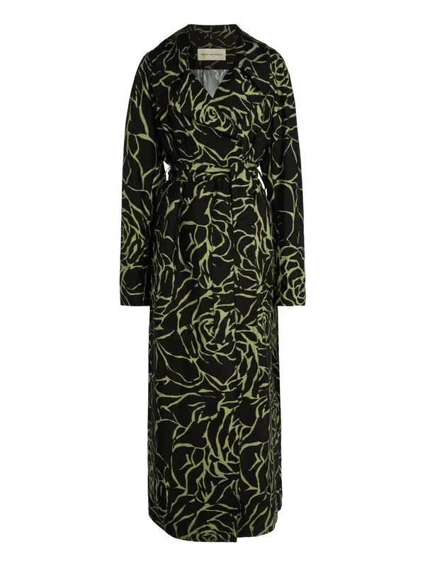 Dries Van Noten Rolana Printed Twill Trench Coat - Black